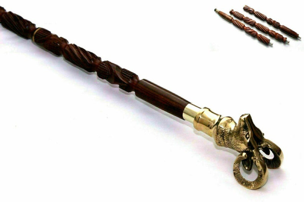 Vintage Solid Brass Goat Head Walking Cane Nautical Black Wooden ...