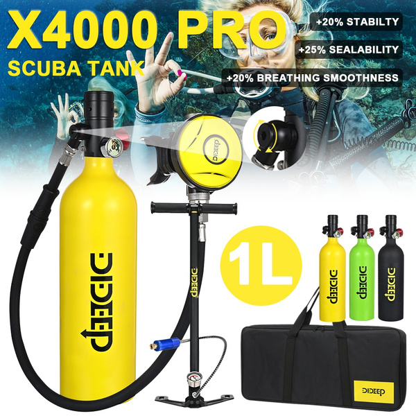 DIDEEP 1000ML Scuba Diving Cylinder Mini Oxygen Tank Set Respirator Air ...