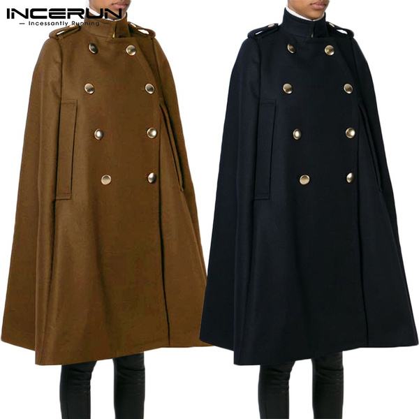 Black/Coffee Men Steampunk Cloak Cape Dress Blazer Jacket Thermal Shawl ...