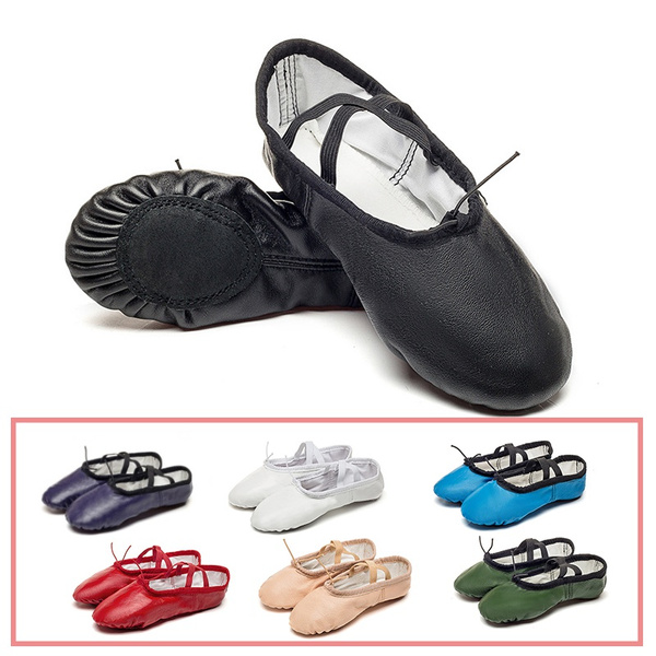 Genuine Leather Stretch Slip on Jazz Dance Shoes for Women Exercise ...