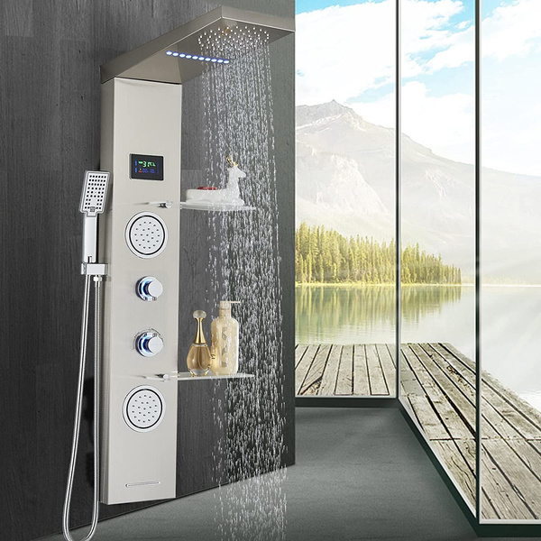 304 Stainless Steel led Shower Panel Tower System, Wall Mounted LED ...