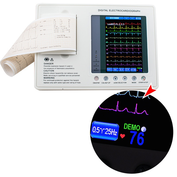 LCD Portable Digital 3-channel 12-lead Electrocardiograph ECG Machine ...