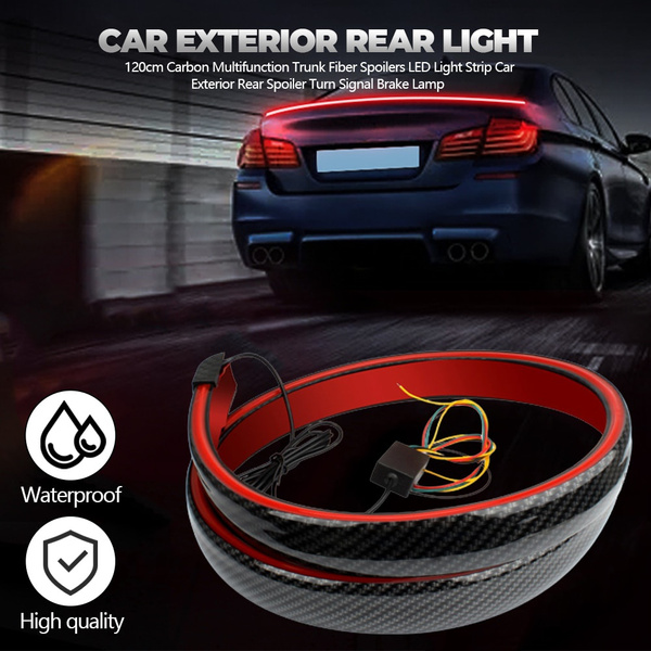 120cm Universal Carbon Fiber LED Rear Spoiler Light For Car Trunk ...