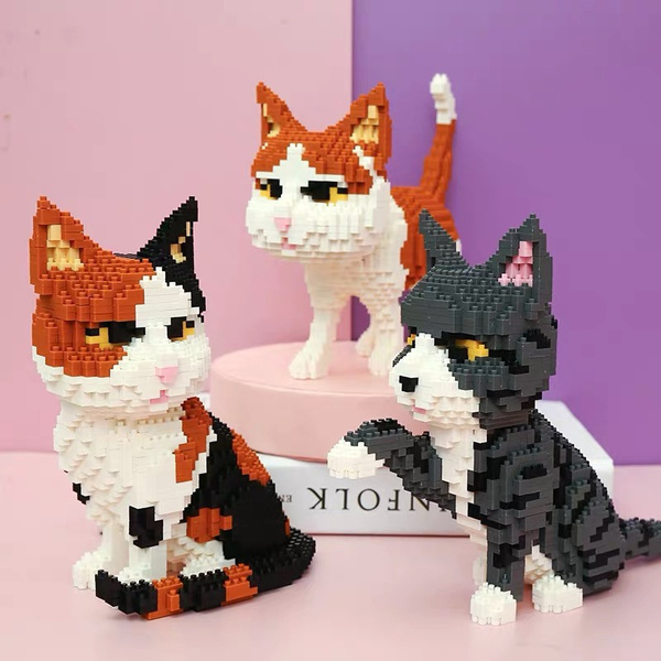Children Cartoon Dog Cat Animals Mini Micro Bricks Modle Dog Building ...