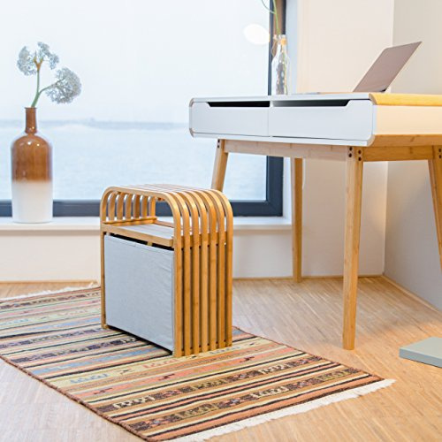 Relaxdays Tabouret avec rangement pouf repose-pieds bois de bambou ...