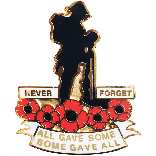 Veterans Enamel Brooch Poppy Design Patriotic Military Solidarity ...