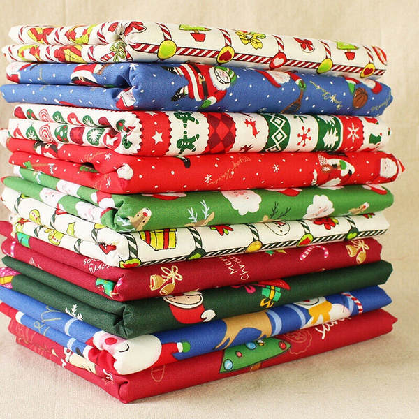 10pcs Christmas Fabric 10 Squares Pre Cut Cotton Quilting Sewing Craft