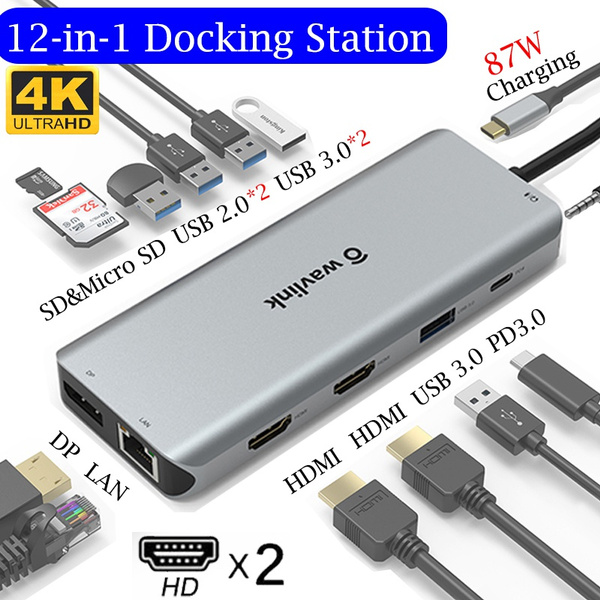 Universal 12 In 1 USB C Hub Dual Monitor 4K Hdmi Laptop Docking Station ...