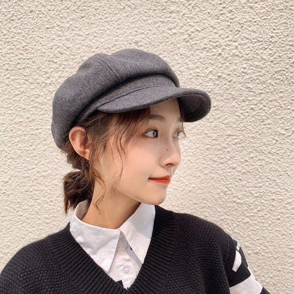 Winter Beret for Women Solid Plain Octagonal Newsboy Cap Ladies Casual ...