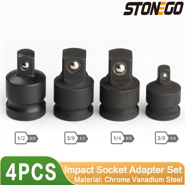 4pcs 1/4" 3/8" 1/2" Air Impact Adapter Converter Socket Adapter Set ...