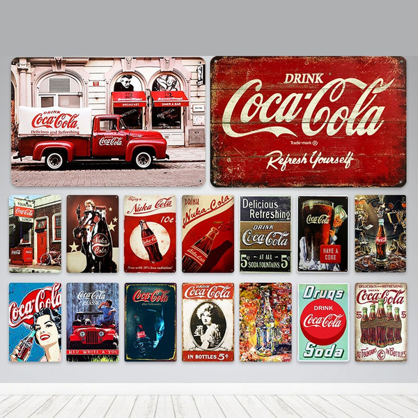 Coca Cola Vintage Metal Posters Retro Tin Signs Bar Pub Restaurant ...