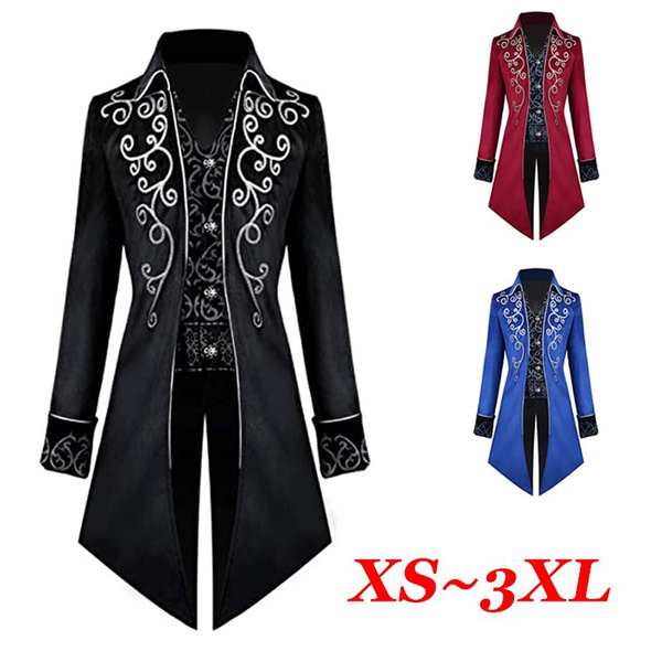Medieval Cosplay Costume Men Corduroy Steampunk Jacket Coat Embroidery ...
