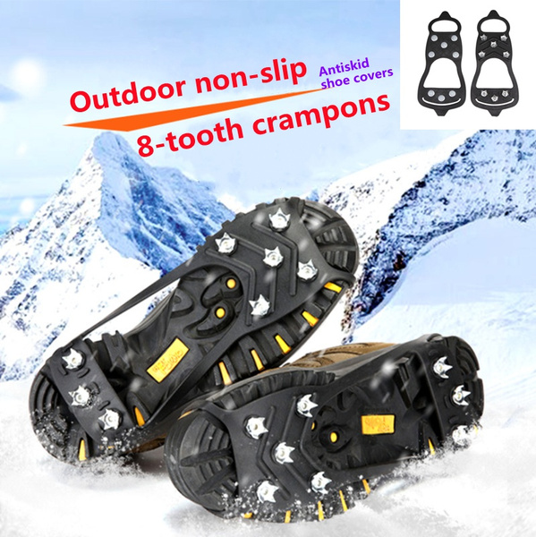 8 Teeth/Studs/Spikes Anti Slip Ice & Snow Grips, Shoe/Boot Traction ...