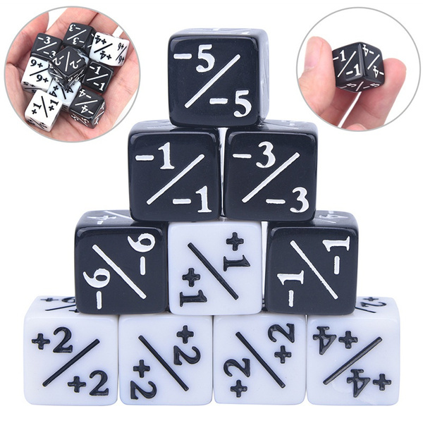5Pcs/set Plus and Minus Dice Black and White 1-6+ Black and White No ...