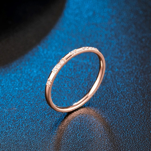 2mm Extremely Fine Diamond Rose Golden Women Tail Rings Goddess of Elegance and Simplicity Ring ...