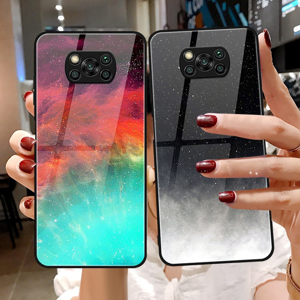 Luxury Ultra-thin Starry Sky Series Tempered Glass Back Phone Case for ...