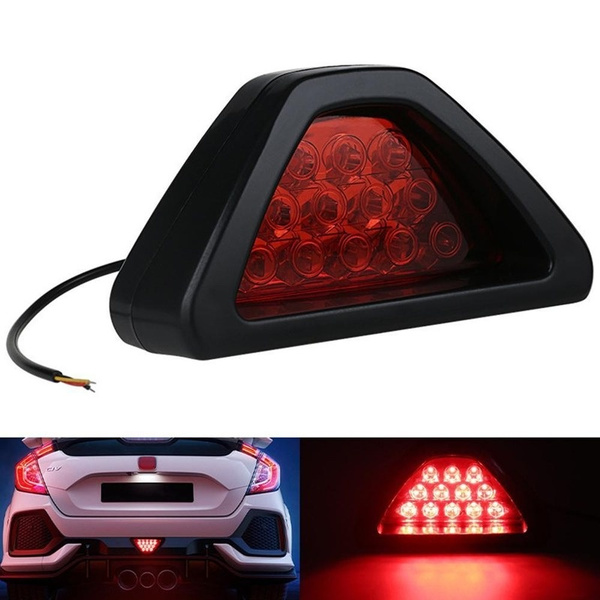 Universal Brake Signal Lamp F1 Style Triangle Sporty 12 LED Rear Fog Light Tail Third Brake Lamp ...