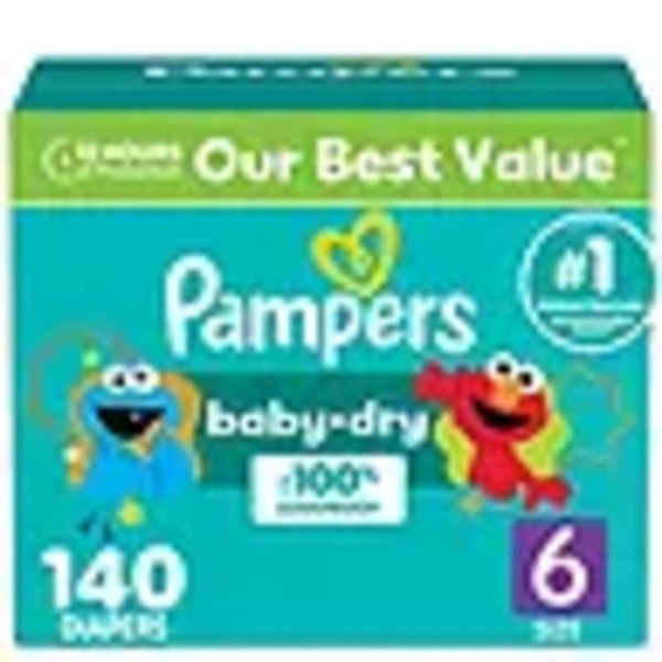 Pampers Baby Dry Diapers, Sizes 1-6,144 ct (35+ lb) | Wish