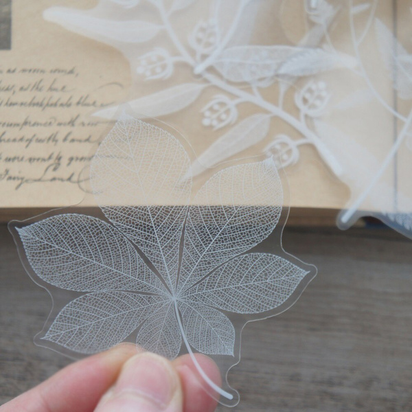 40pcs White Plant Leaves Style Transparent Sticker Scrapbooking DIY ...