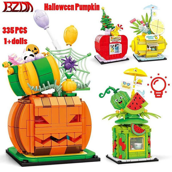 NEW Halloween Pumpkin LED Light Street View Sets Blocks Fruit House ...