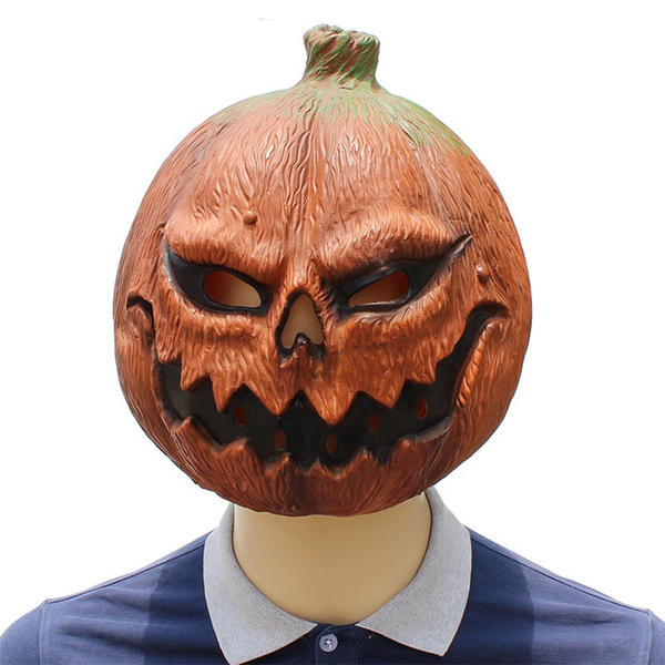 HaleyChan Halloween Pumpkin Mask Natural Latex Pumkin Head Helmet for ...