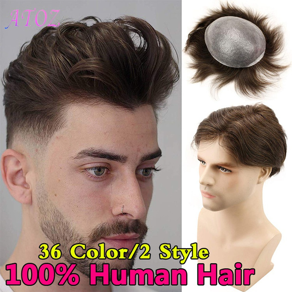 ATOZWIG 36 Colors Men’s Toupee Soft Thin Skin 0.06mm PU 10x8 Inch Hair ...