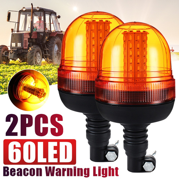 2 pcs 60LED Rotating Flashing Amber Beacon Flexible DIN Pole Mount ...