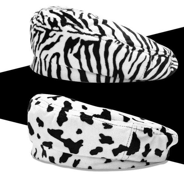 Vintage British Style Beret Hat Cow Zebra Pattern Women Girl Autumn ...