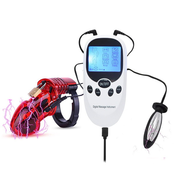 Electric Shock Penis Device Male Chastity Control Cock Lock Cage BDSM ...