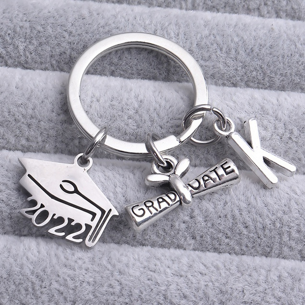 2022 trencher cap Keychain / Graduation Keychain with Initial letter ...