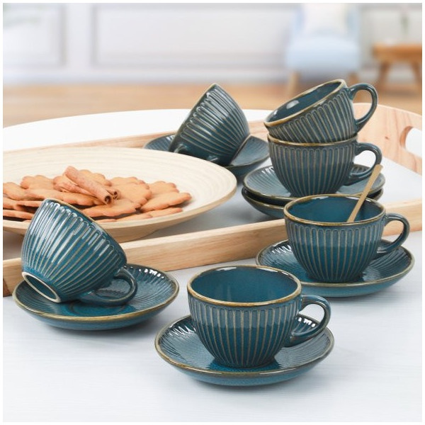 Keramika Azure Myra Tea Cup Set | 12 Pieces - Q15 | Wish