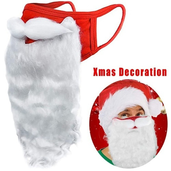 2022 Santa Beard Face Cover 1/3/5pcs Cotton Xmas Costume for Adult for ...