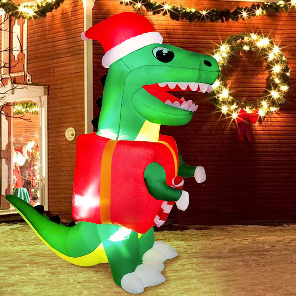 6 Feet Christmas Inflatable Dinosaur Christmas Decorations, Built-in ...