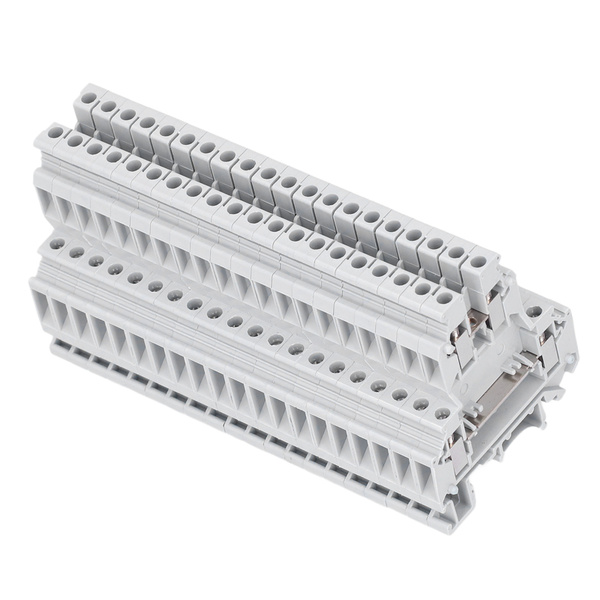 100Pcs DIN Rail Mount Terminal Dual Row Copper Rail Wiring Terminals ...