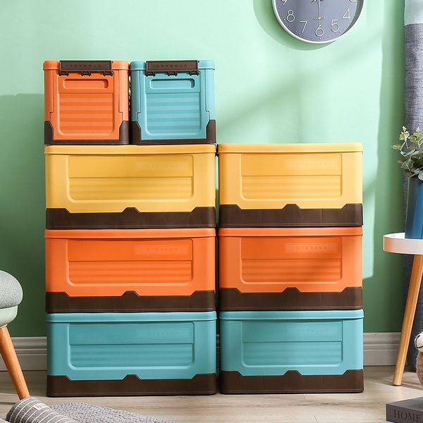 Strong Folding Collapsible Plastic Storage Crates Boxes With Lids ...