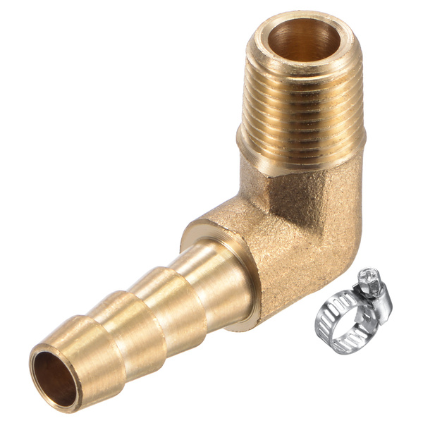 Brass Hose Barb Fitting Elbow 1/4" x 1/8NPT Male Thread Right Angle ...