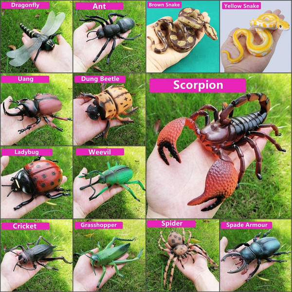 13 Styles Palm Size PVC Simulation Insect Bionic Animal Toys, Cricket ...