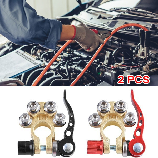 2Pcs Car Battery Terminal Connector Battery Wire Cable Clamp Terminal ...