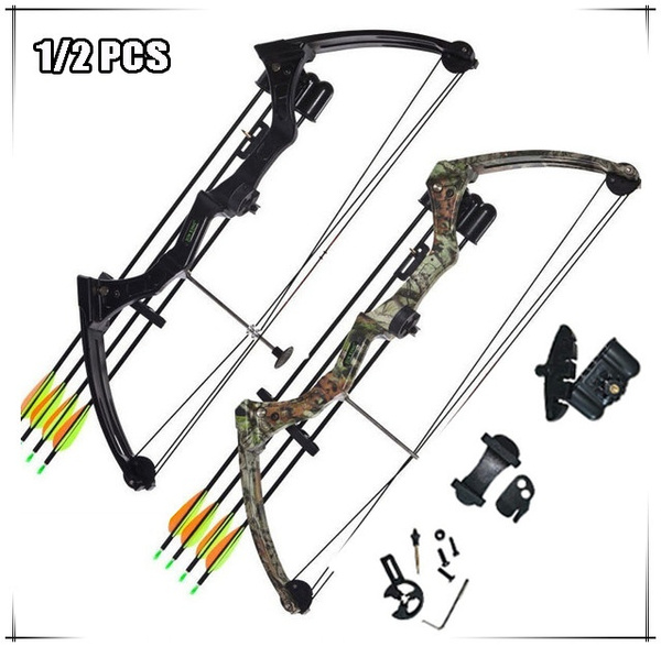 Black/Camo 20lbs Compound Bow and Arrows Set Right Hand Child Archery ...