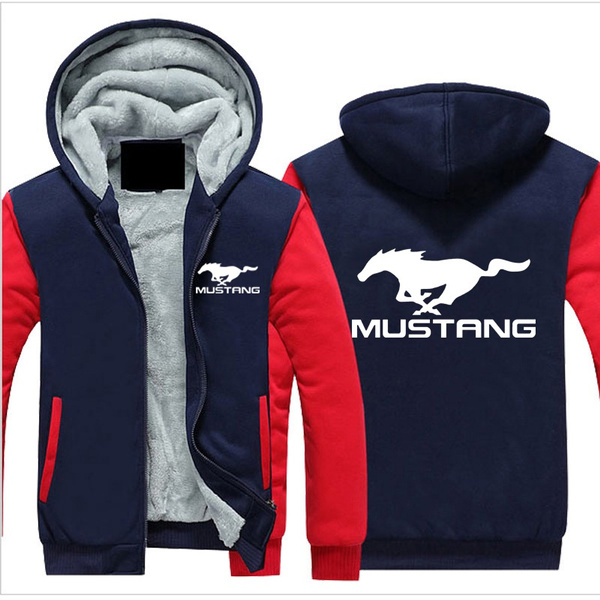 2021 Mustang Hoodies for Men Winter Thick Fleece Car Logo Sweatshirts ...