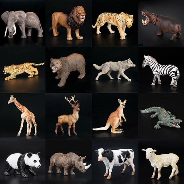16 Styles Realistic PVC Soft Simulated Animals Model Toys for Kids ...