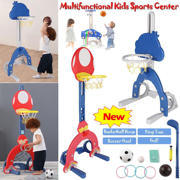 Multifunctional Kids Sports Center Basketball Hoop Soccer Goal Toss ...