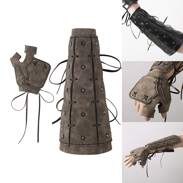 Leather Steampunk Shoulder Armors Hand Armor Metal Rivets Vintage Armor ...