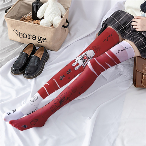 Japanese Cartoon Anime Loli Girl Over Knee Socks Cute Lolita Print ...