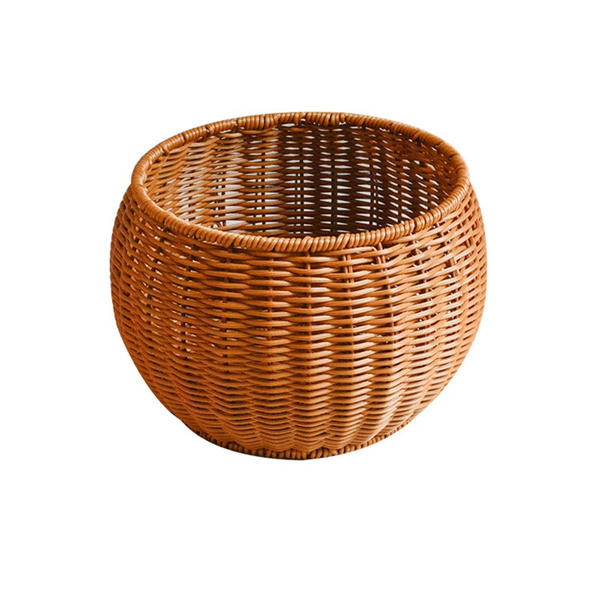 BUBM-LIFE 10 Inch Poly-Wicker Woven Bread Basket, Round Imitation ...