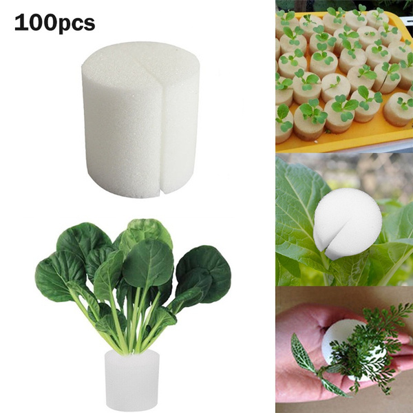 100pcs Cylinders Sponge For Hydroponic Seed Starting Grow Plant Net Pot ...