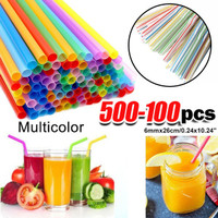500pcs/5 Pack New Plastic Drinking Straws Disposable for Celebration ...