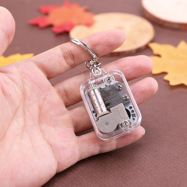 Mini Music Box Keychain, Acrylic Clockwork Music Box Pendants Vintage ...