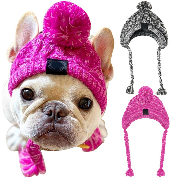 Winter Warm Dog Hats Windproof Knitting French Bulldog Hat for Dogs ...