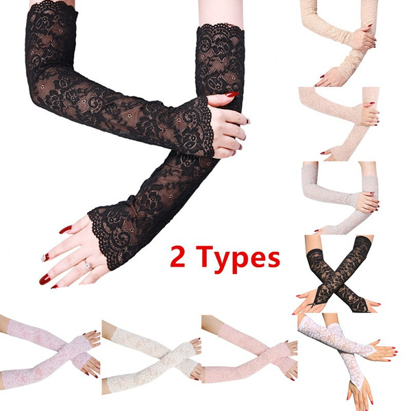 Women's Floral Lace Arm Sleeves Warmers Summer Sun UV Protection Lace ...